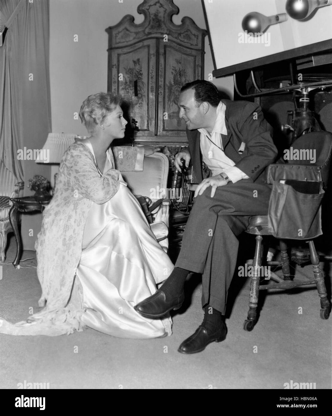 THE EDDY DUCHIN STORY, Kim Novak, director George Sidney, on-set, 1956 ...