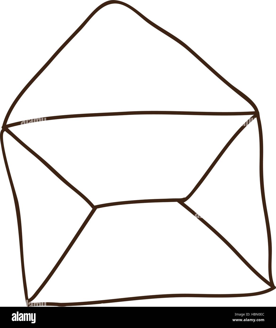 hand drawing of contour envelope mail open vector illustration Stock ...