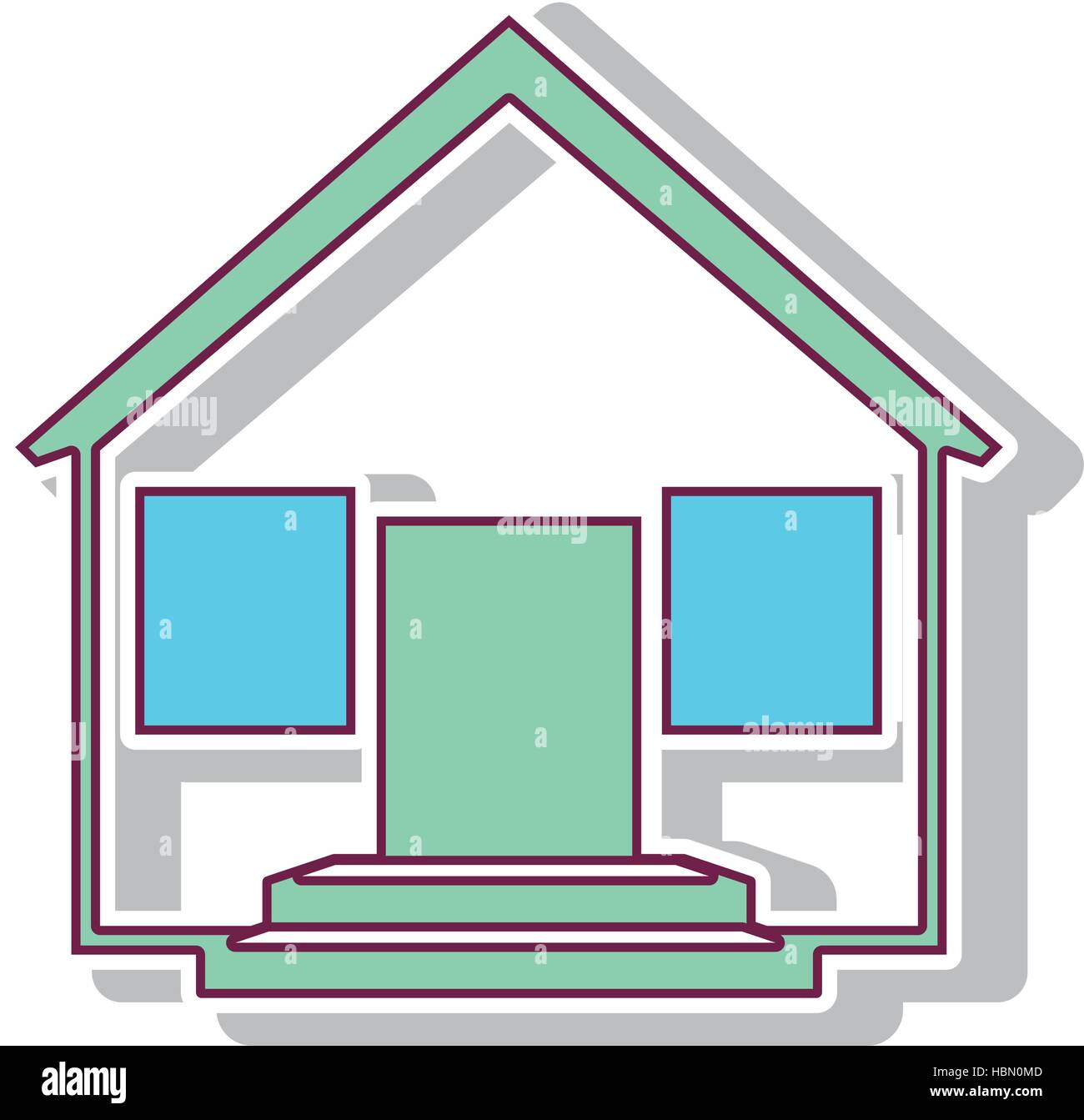 colorful contour house with shadow vector illustration Stock Vector ...