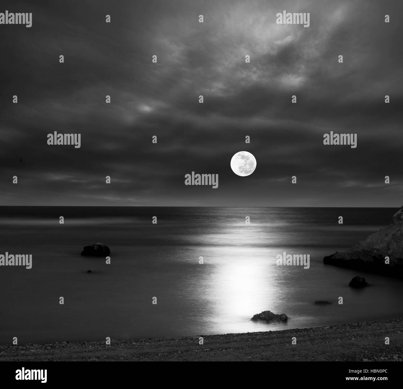 Moonlight Black and White Stock Photos & Images - Alamy