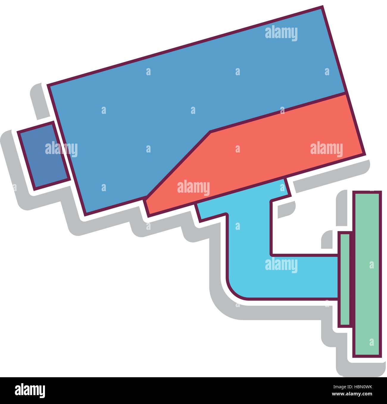 square colorful infrared surveillance camera icon vector illustration ...