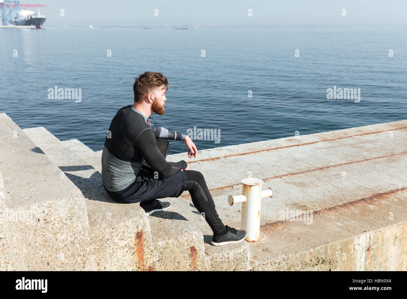 Man Sitting Stairs Side View High Resolution Stock Photography and ...