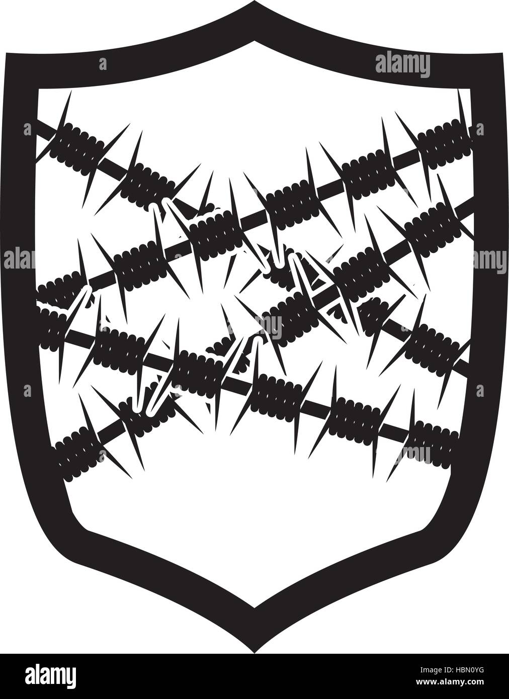 emblem with metallic barbed wire icon vector illustration Stock Vector ...