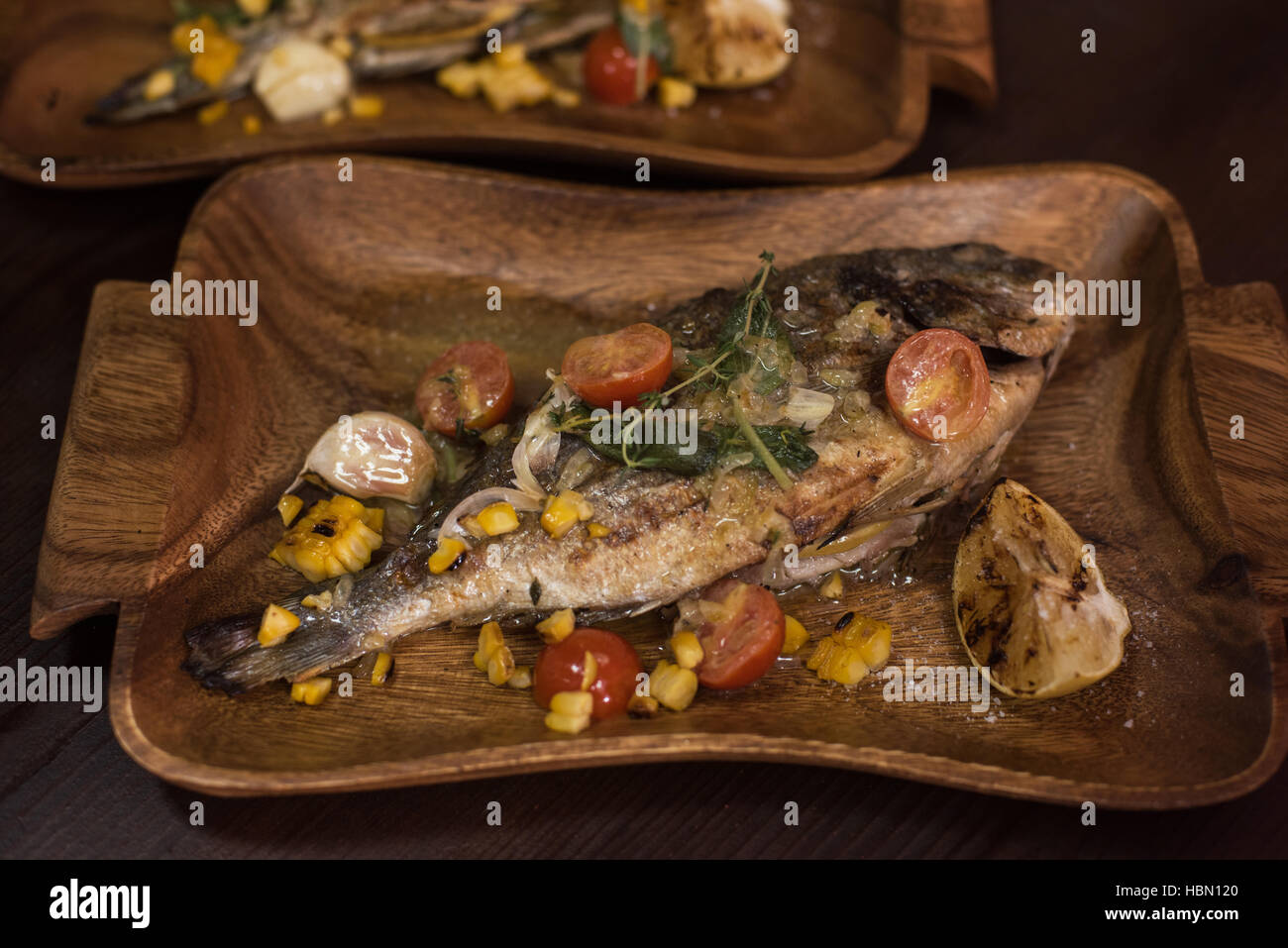 Grilled dorado fish Stock Photo - Alamy