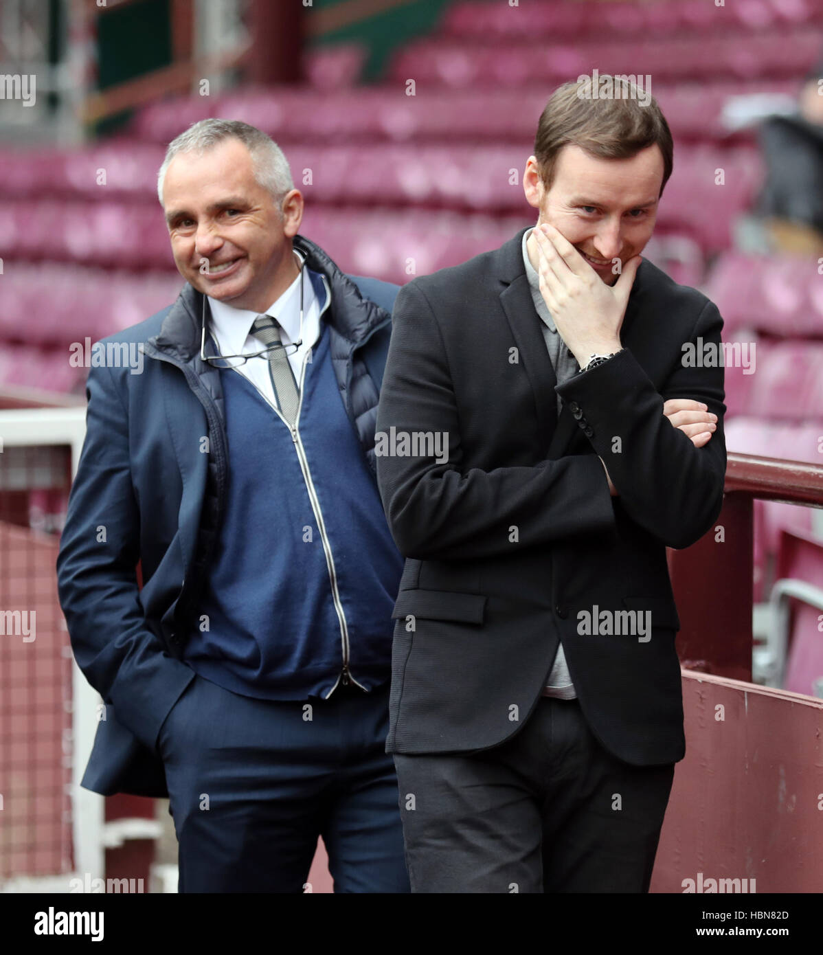 New Heart of Midlothian manager Ian Cathro (right) and John Colquhoun ...