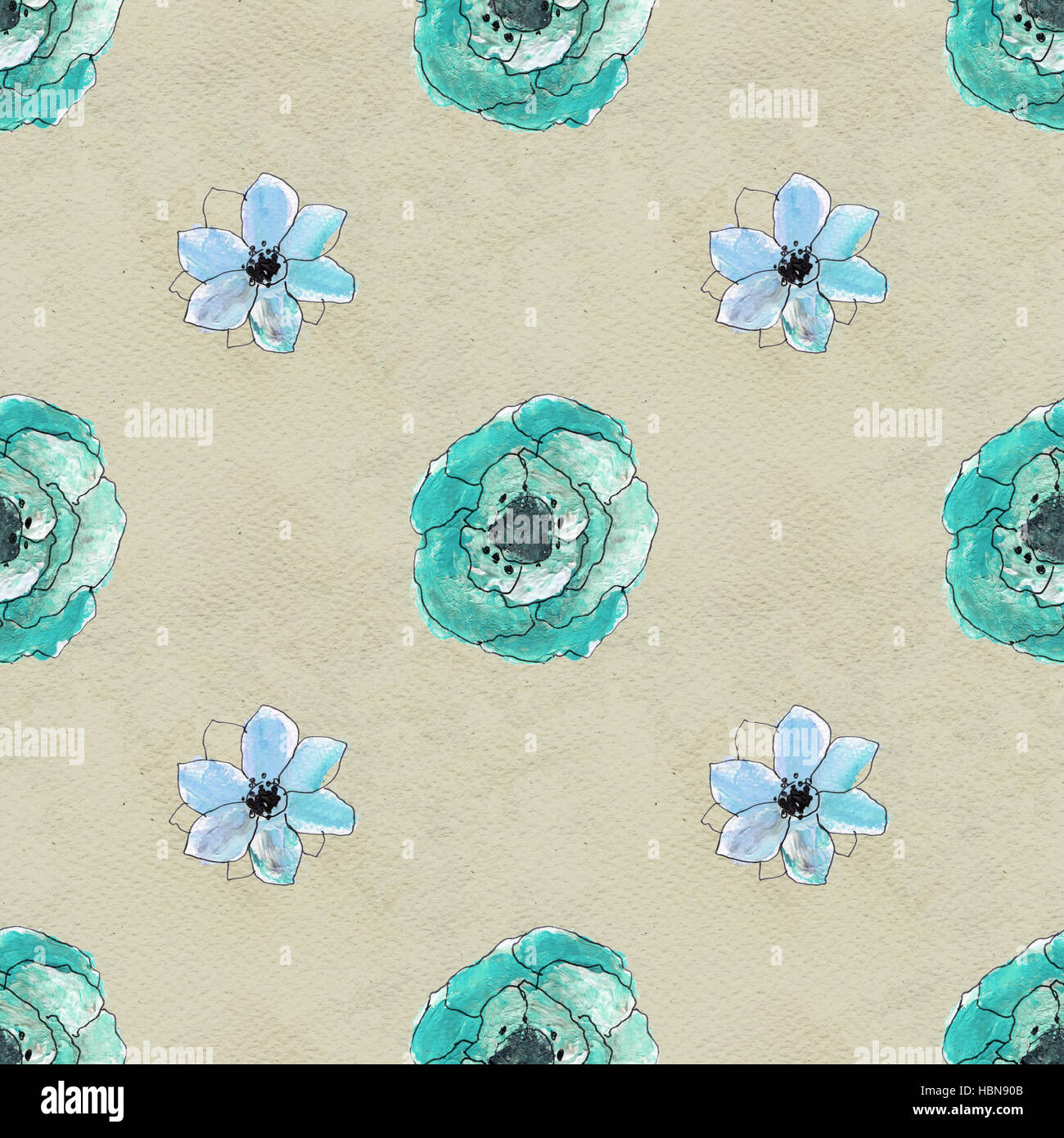 Seamless pattern with colorful flowers Stock Photo - Alamy