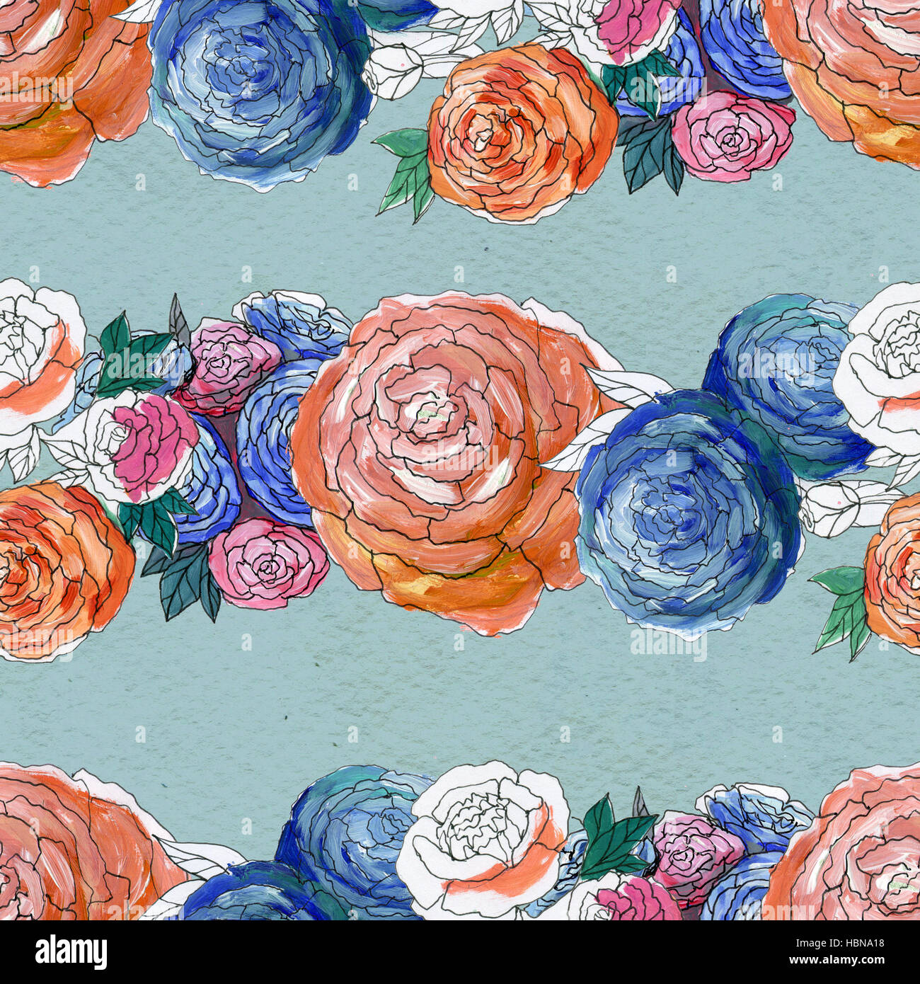 Seamless pattern with colorful flowers Stock Photo - Alamy