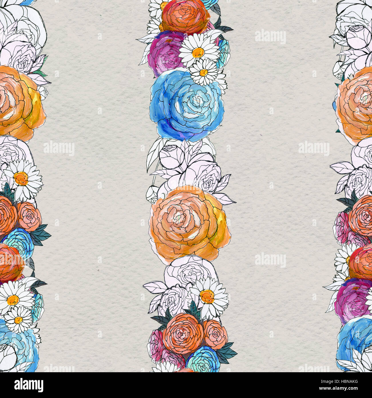 Seamless pattern with colorful flowers Stock Photo - Alamy