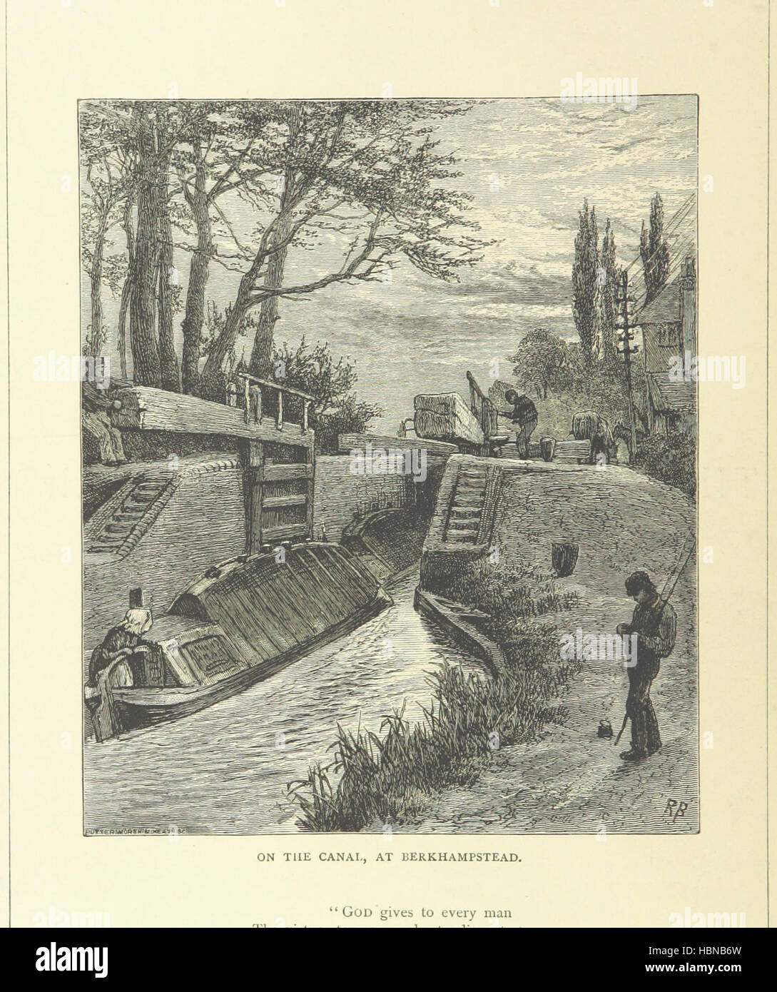 The image depicts English scenes drawn with pen and pencil, showing ...