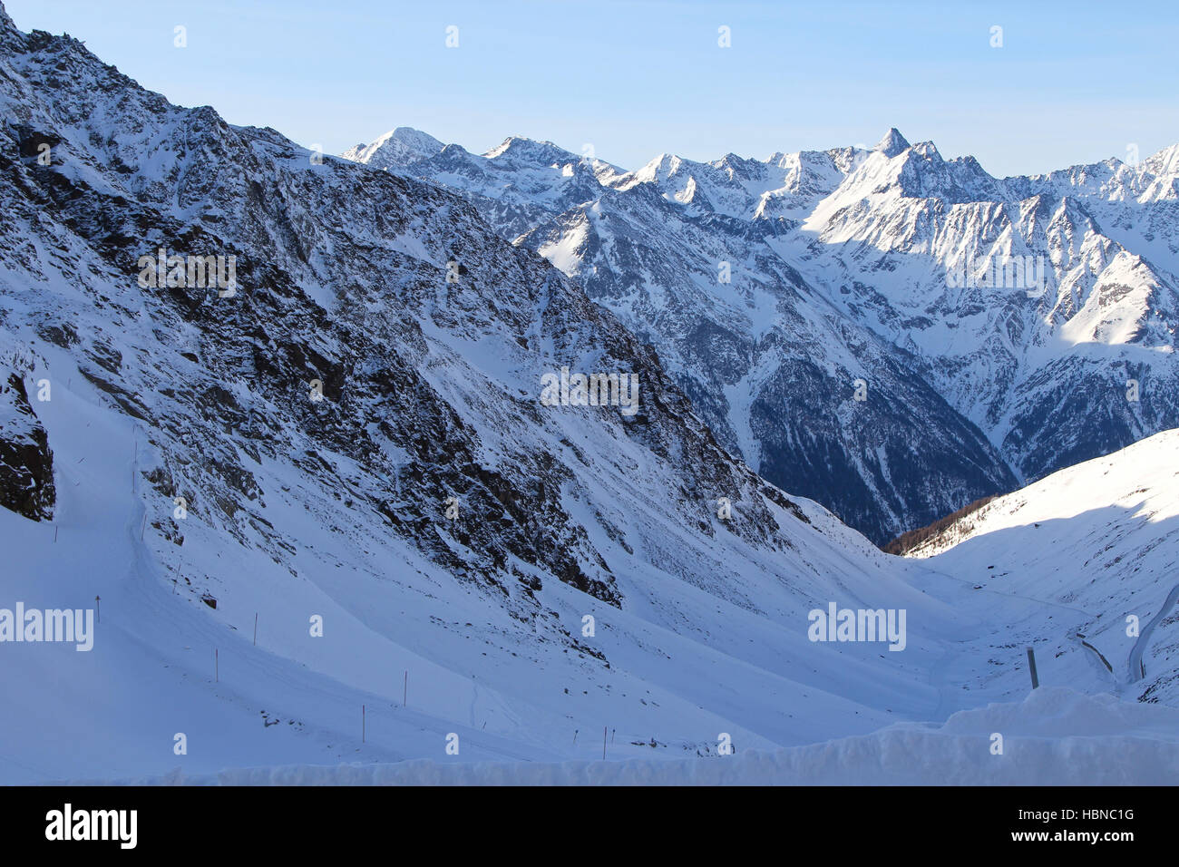 Slope on the skiing resort in Alps, close-up Stock Photo - Alamy