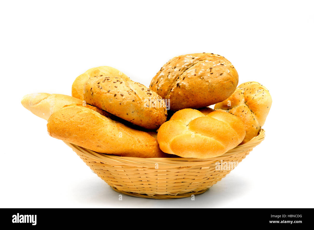 variety of bread in a basket isolated Stock Photo - Alamy