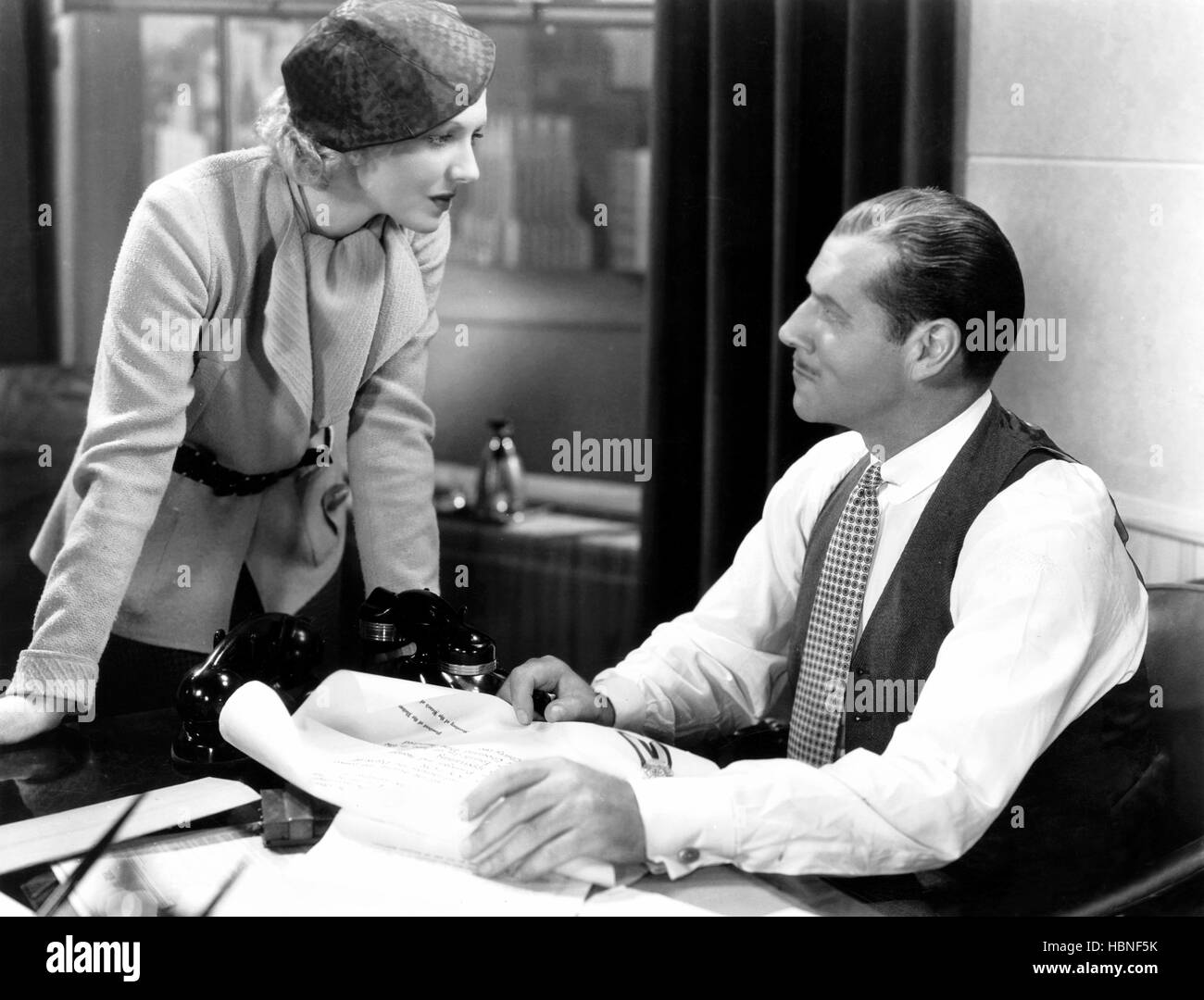 THE DEFENSE RESTS, from left, Jean Arthur, Jack Holt, 1934 Stock Photo ...