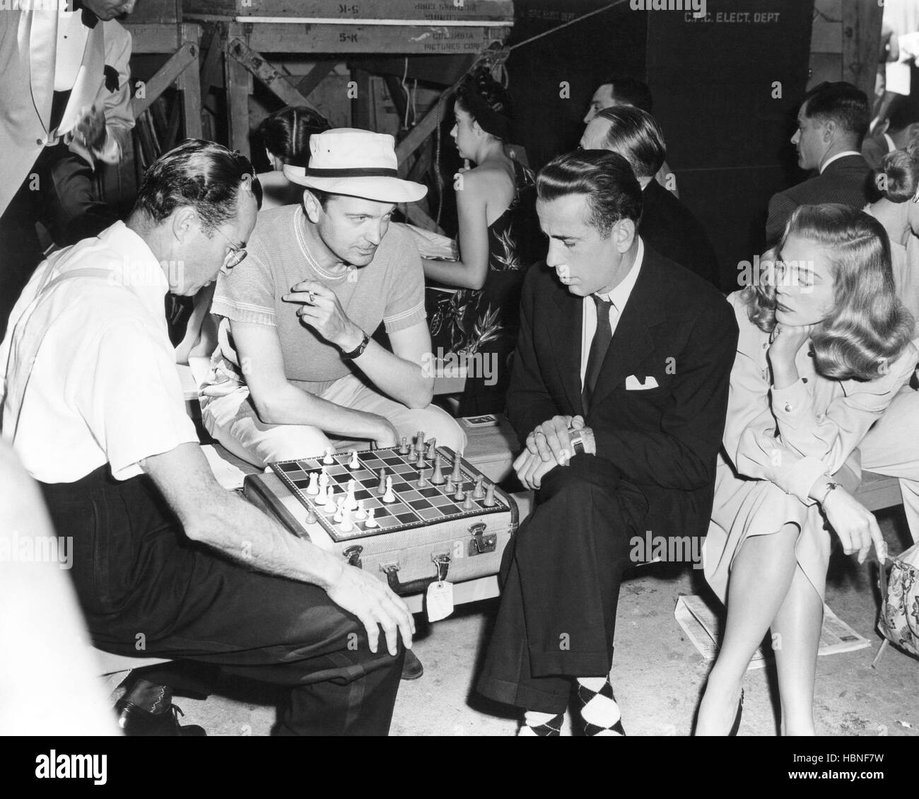 DEAD RECKONING, from left: Lew Snowden, John Loder (visiting set ...