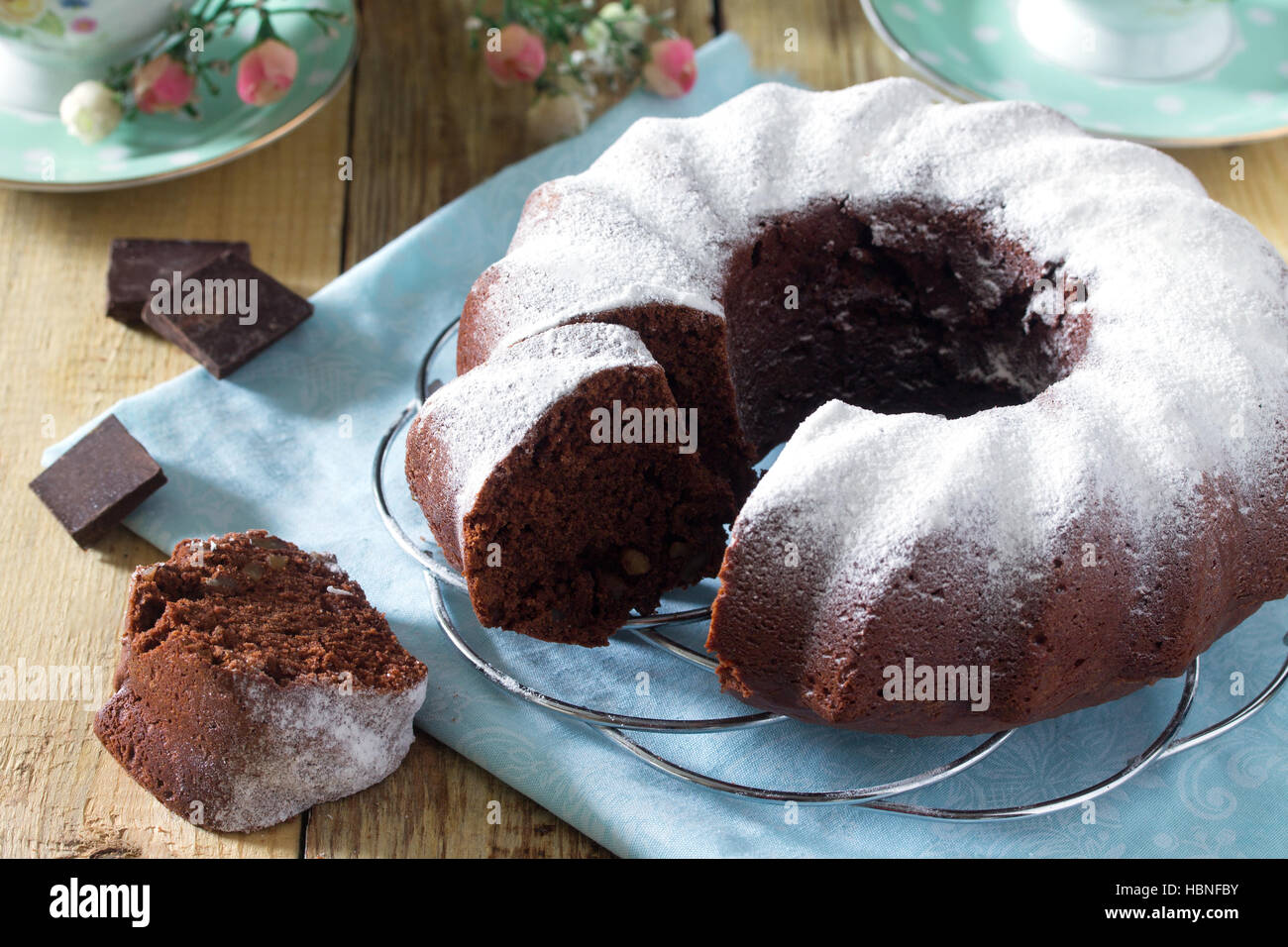 Traditional homemade chocolate cake celebration dessert with chocolate ...