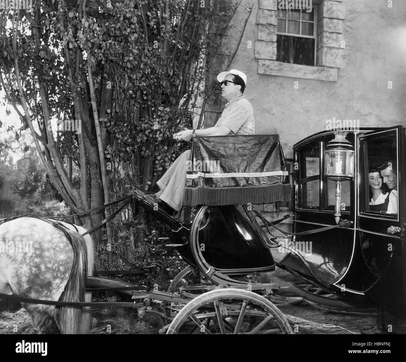DESIREE, director Henry Koster, (driving), Jean Simmons, Michael Rennie ...