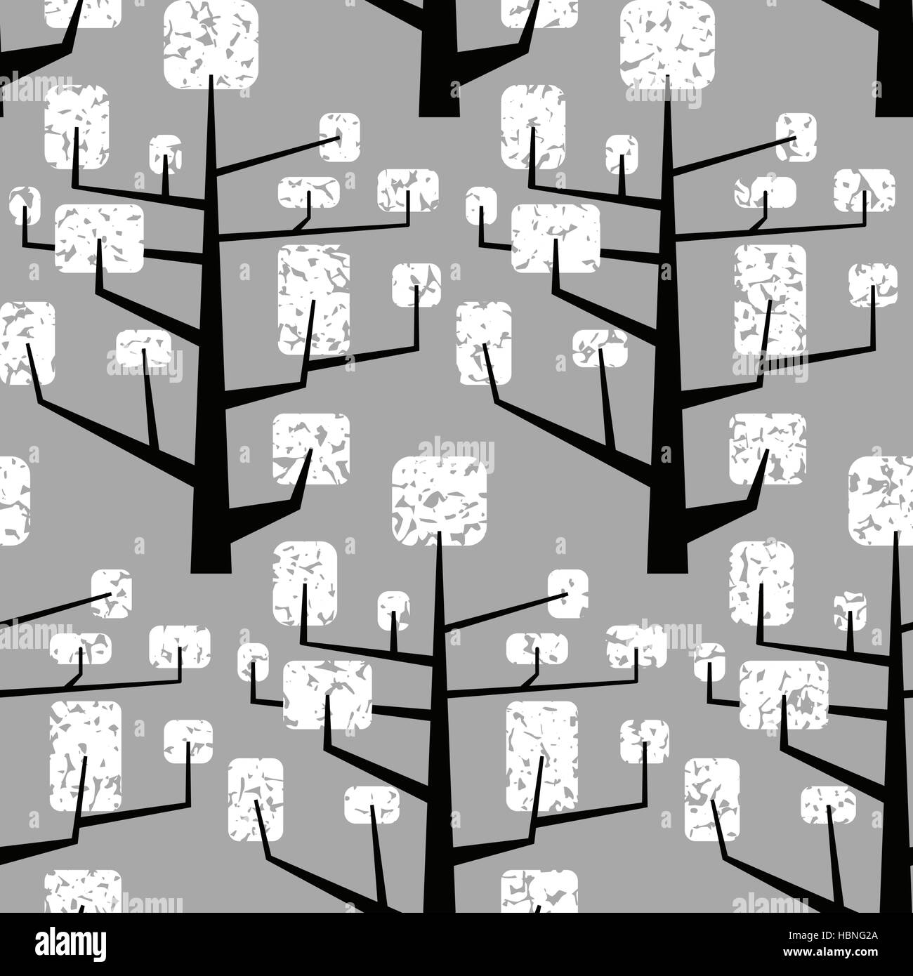 graphical seamless pattern winter trees Stock Photo - Alamy