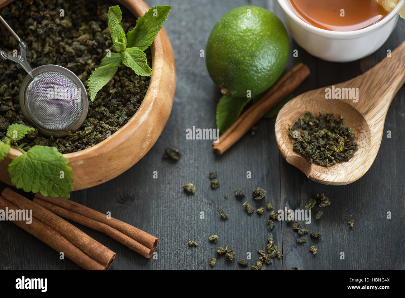 tea composition closeup Stock Photo - Alamy