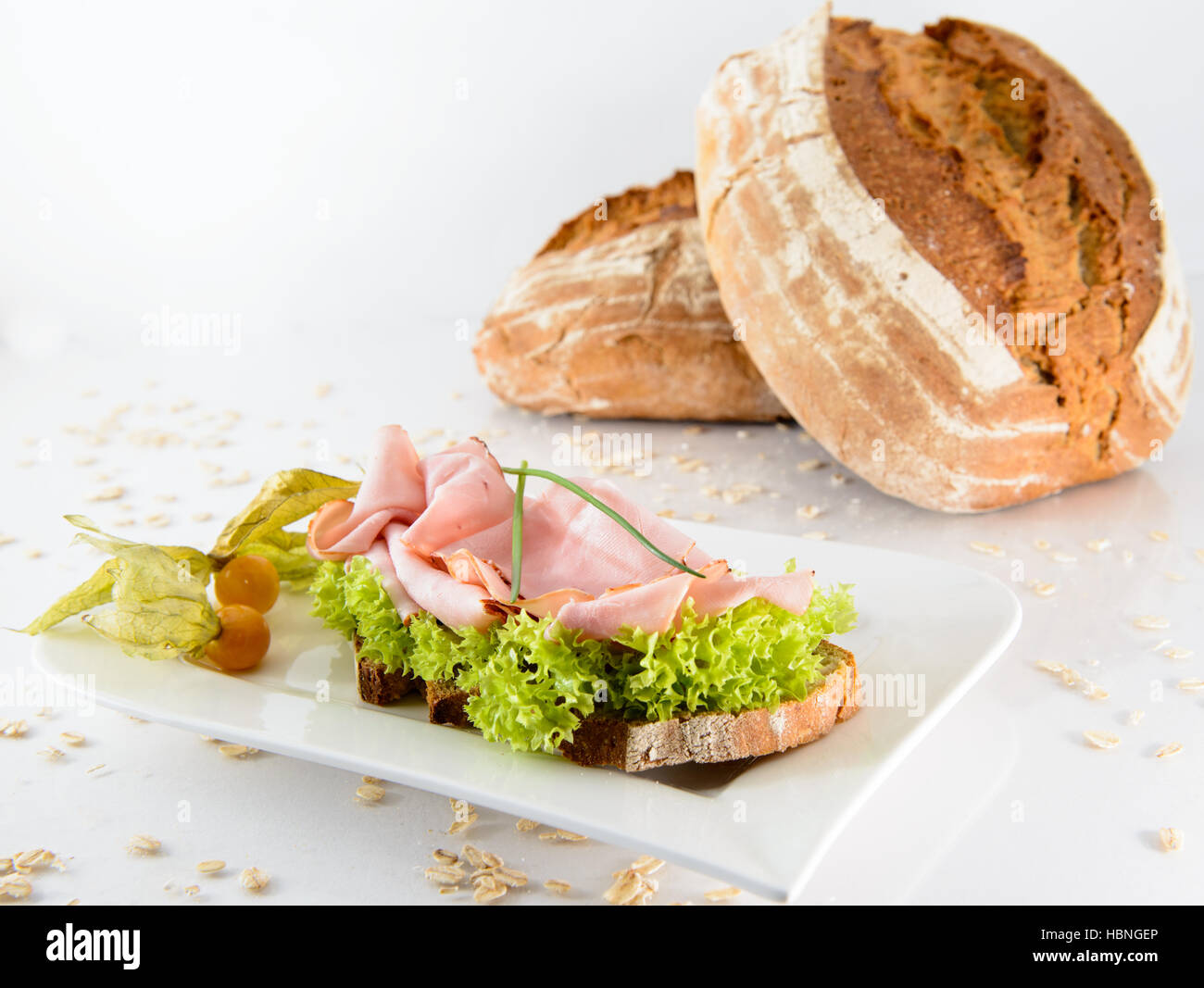 bread with ham Stock Photo - Alamy