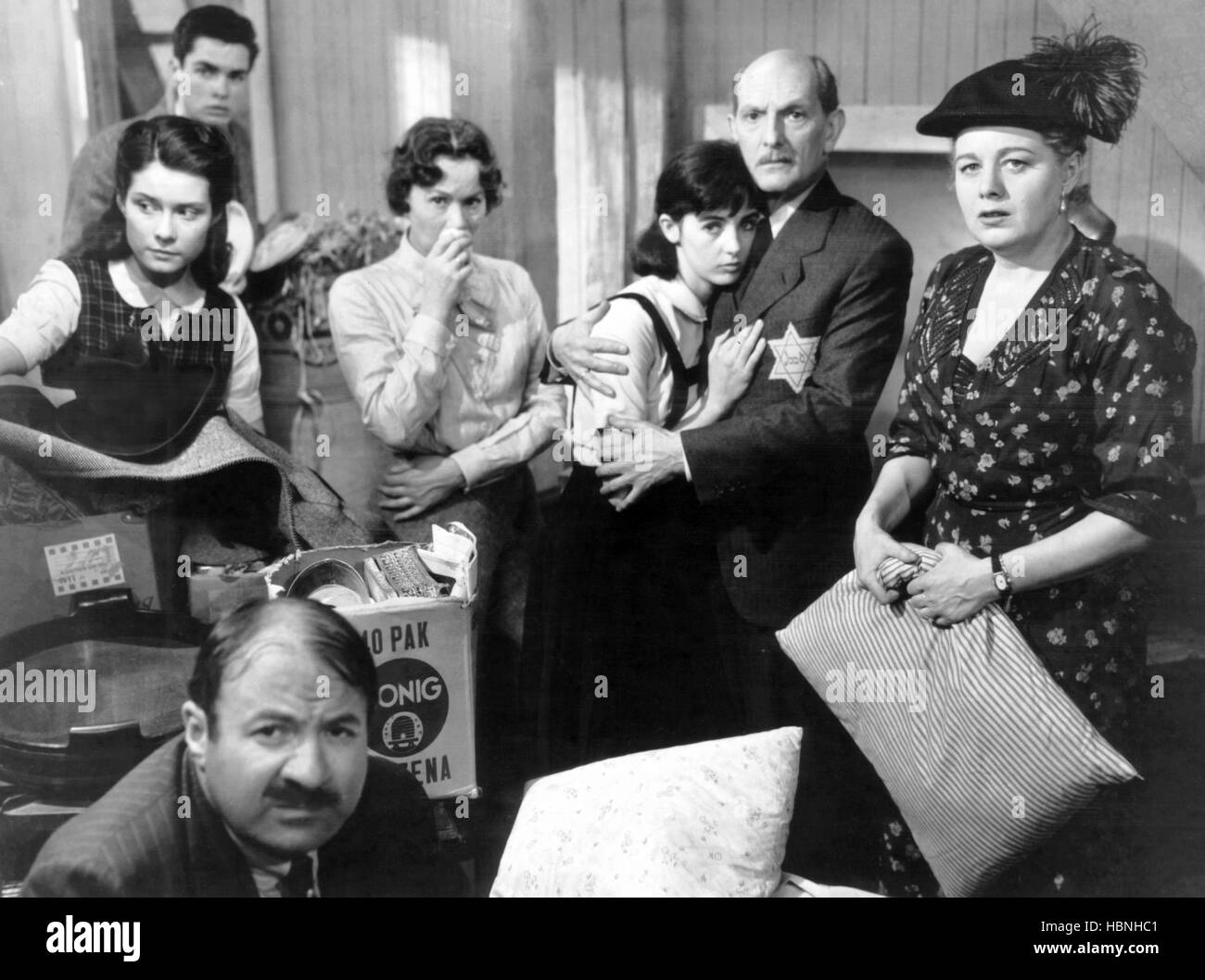 THE DIARY OF ANNE FRANK, from left: Lou Jacobi (front), Diane Baker ...