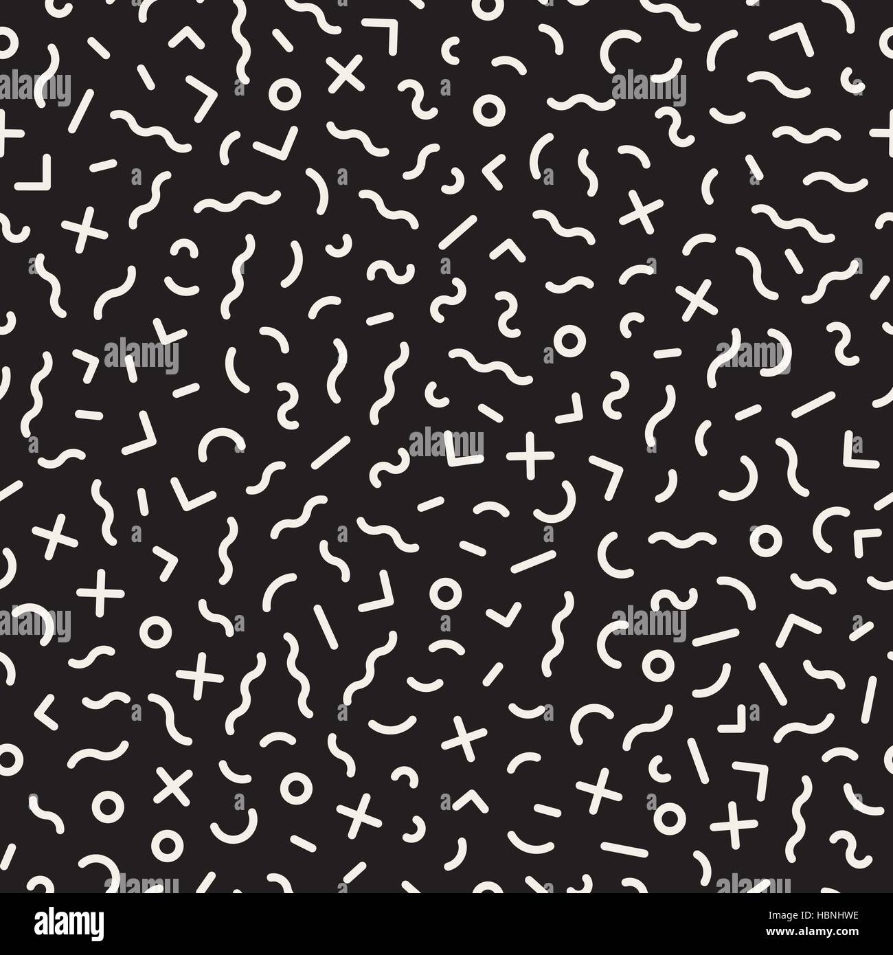 Scattered Geometric Line Shapes. Vector Seamless Black and White ...