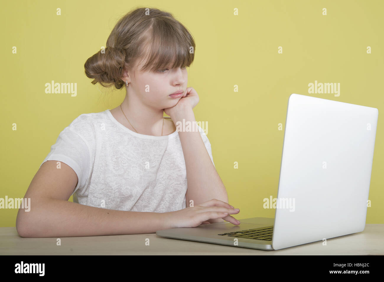 Girl running on the computer Stock Photo - Alamy