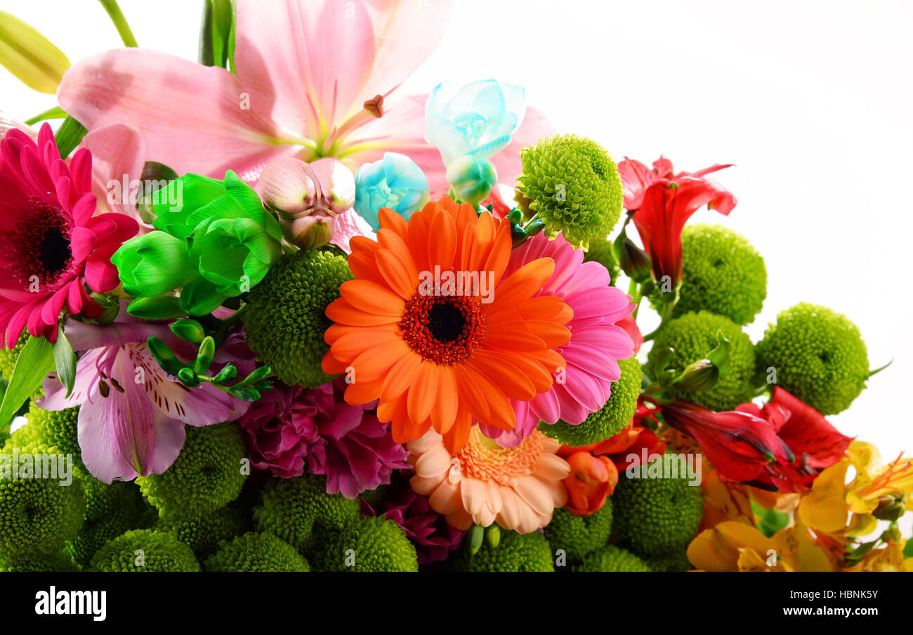 Composition with bouquet of flowers Stock Photo - Alamy