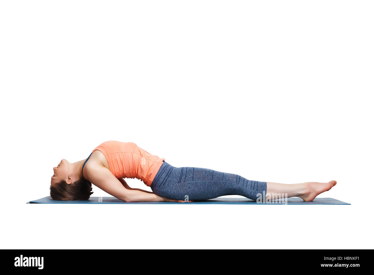 Beautiful sporty fit yogi girl practices yoga asana Matsyasana Stock ...