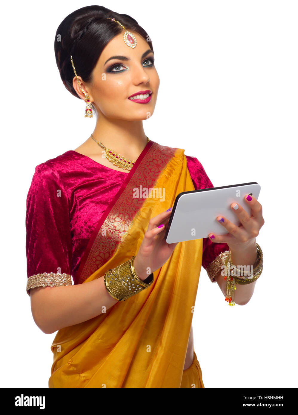 Young indian woman isolated on white Stock Photo - Alamy