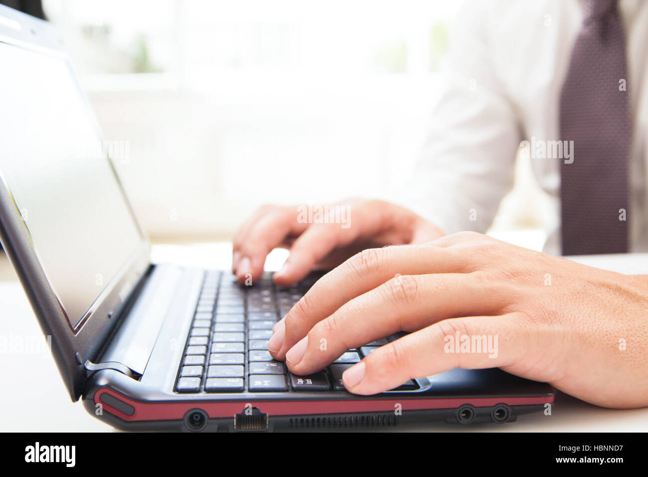 Hands typing text Stock Photo - Alamy