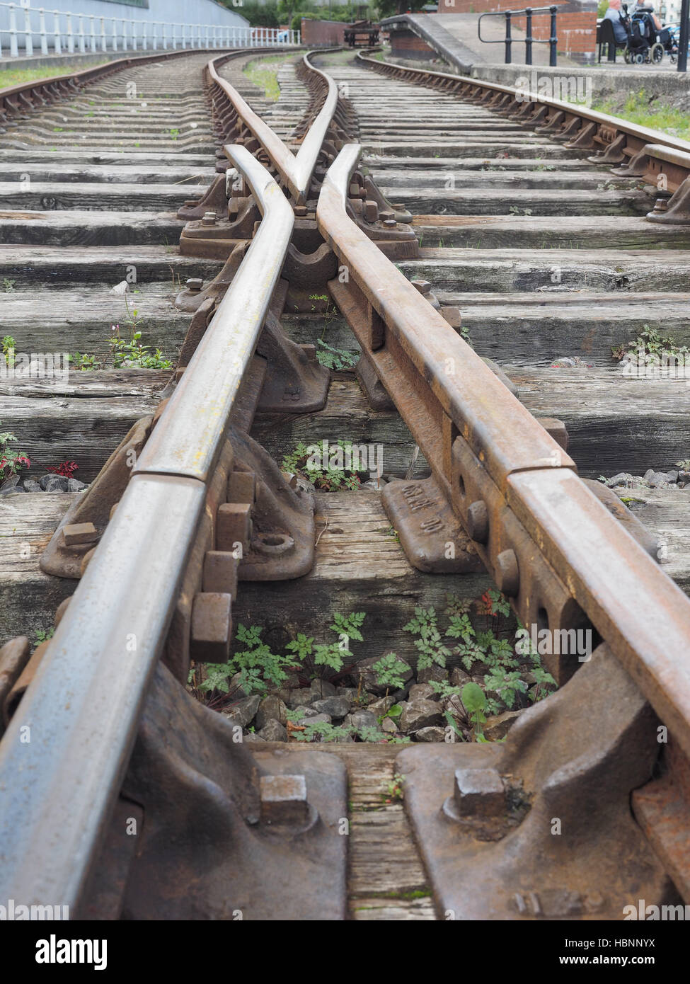 Railway track detail Stock Photo - Alamy