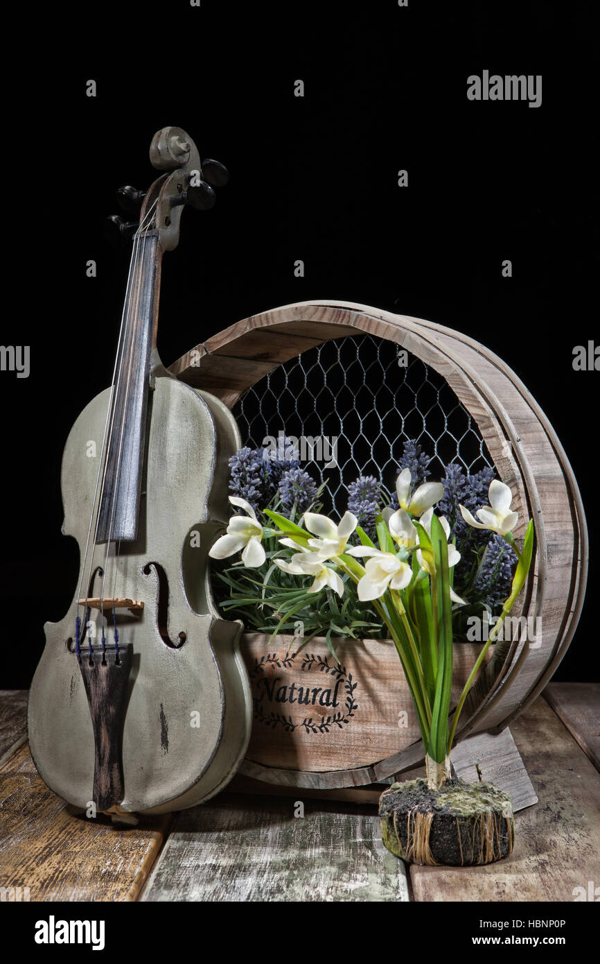 Violin And Flowers Stock Photo - Alamy