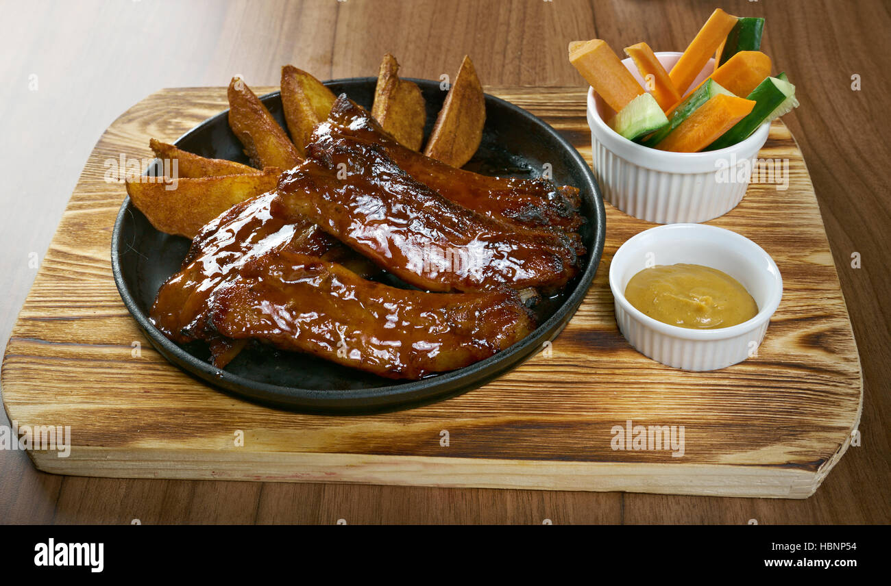 Grilled caramelized pork ribs Stock Photo - Alamy