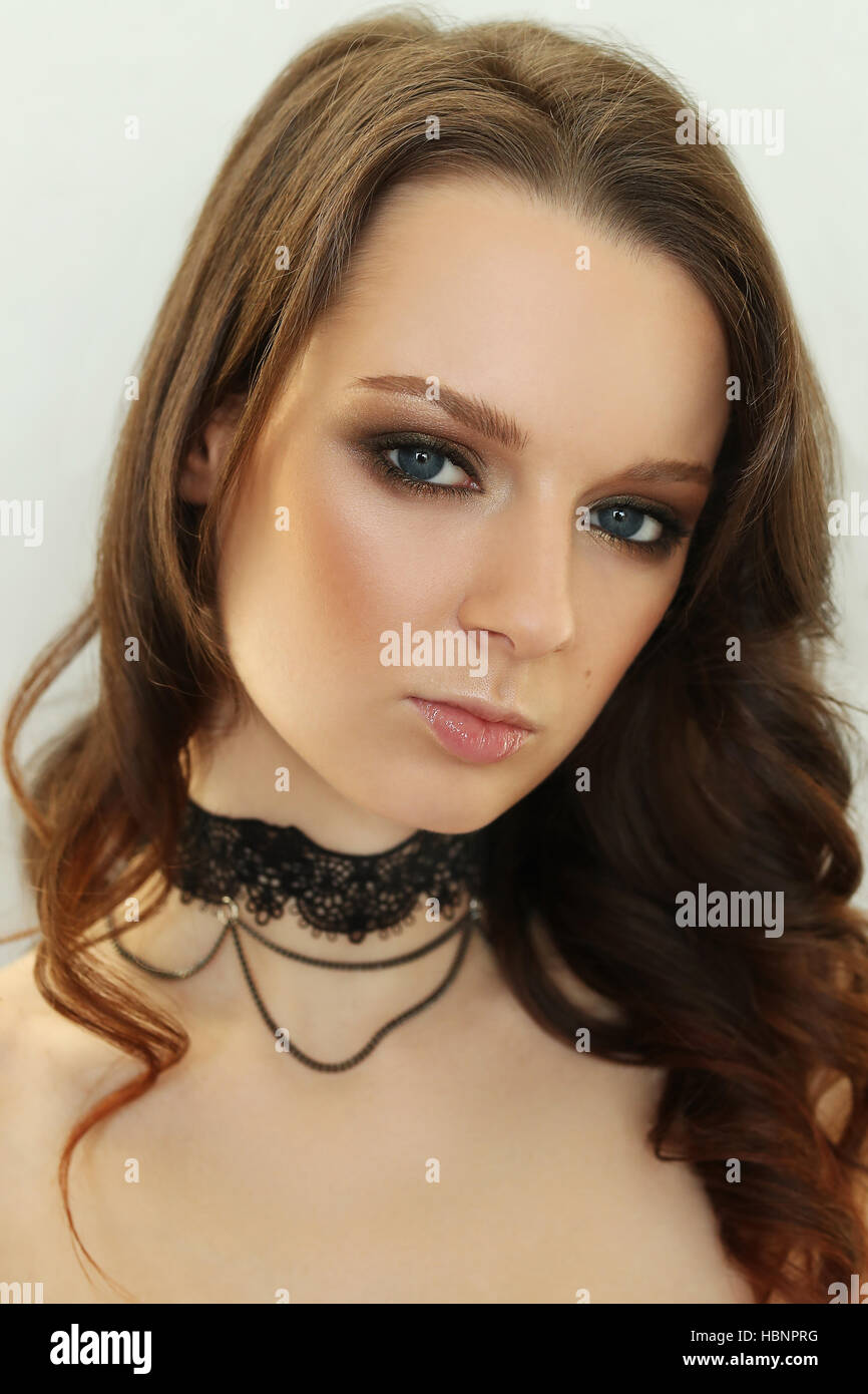 Cute girl with a choker Stock Photo - Alamy