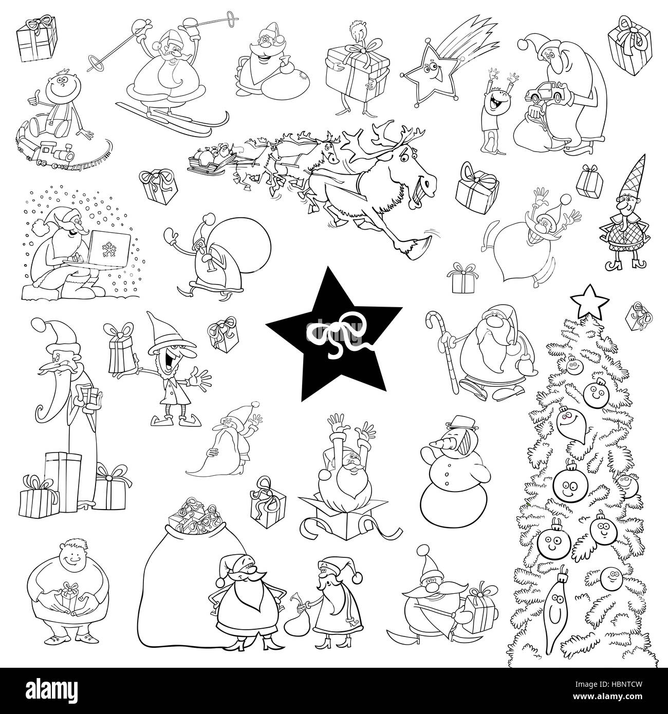 black and white christmas set Stock Photo - Alamy