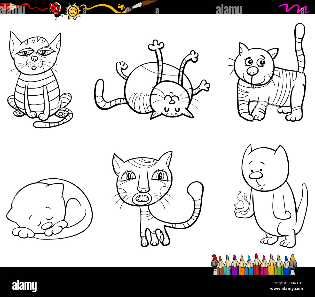 cat characters coloring book Stock Photo - Alamy