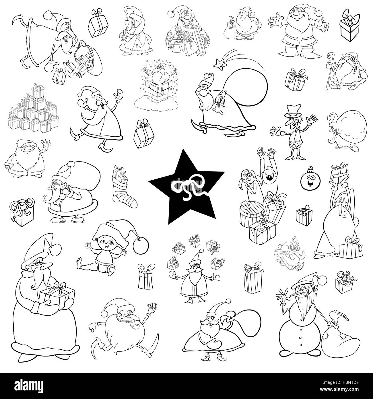 Cartoon character happy santa Black and White Stock Photos & Images - Alamy