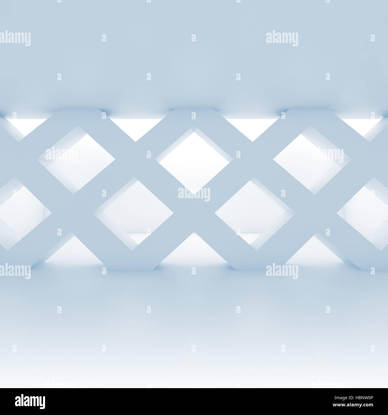 Frontal view of an abstract empty room with partition made of diagonal ...