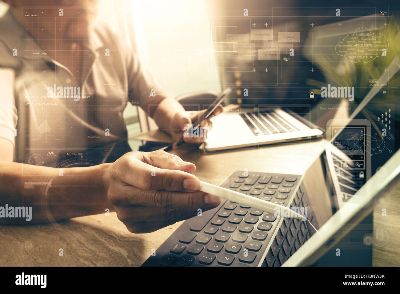 Outsource Developer working on marble Desk Working Laptop Computer ...