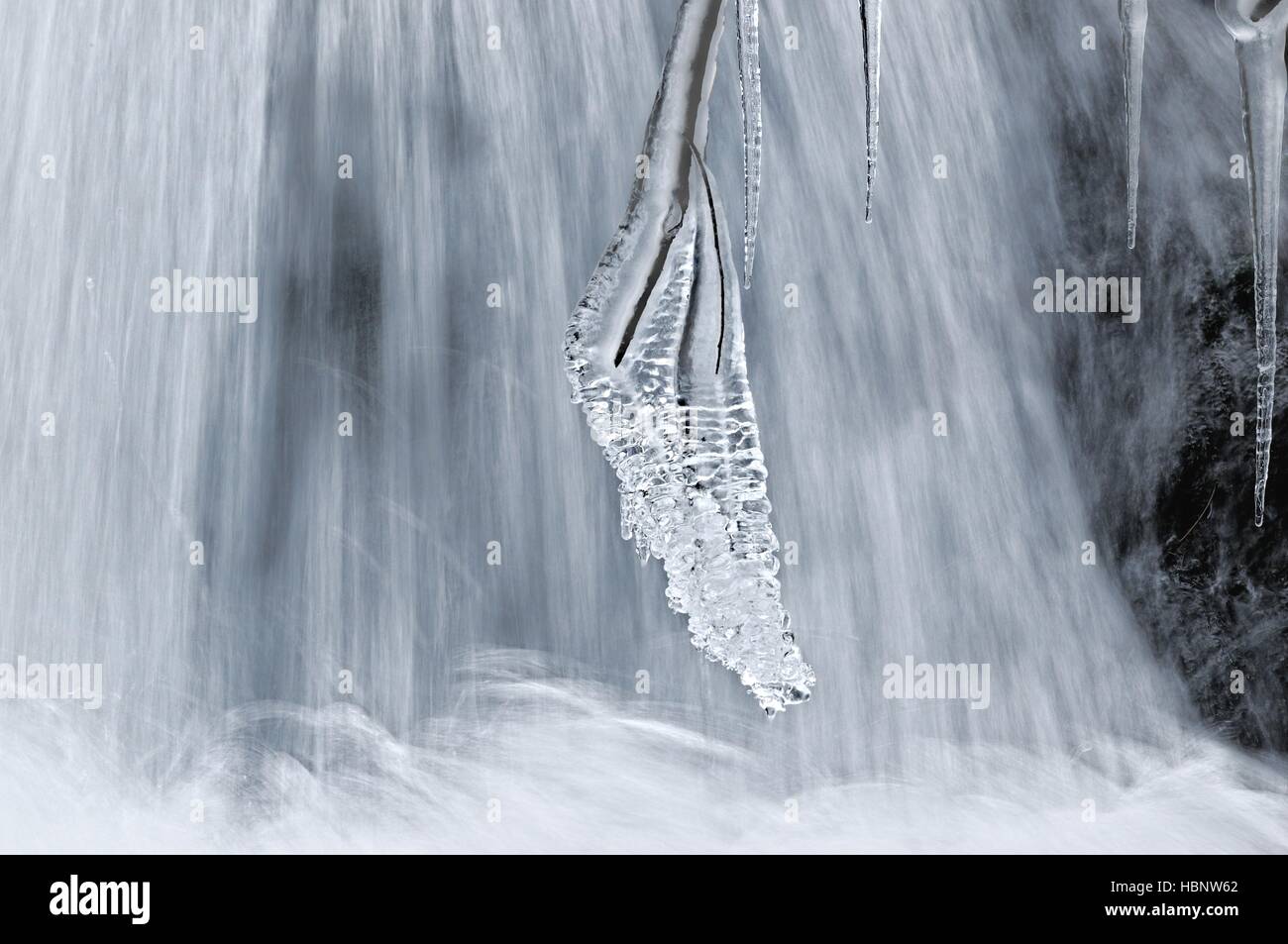 Ice at the waterfall Stock Photo - Alamy