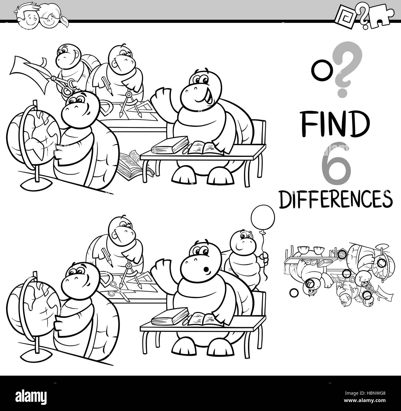 differences game coloring page Stock Photo - Alamy