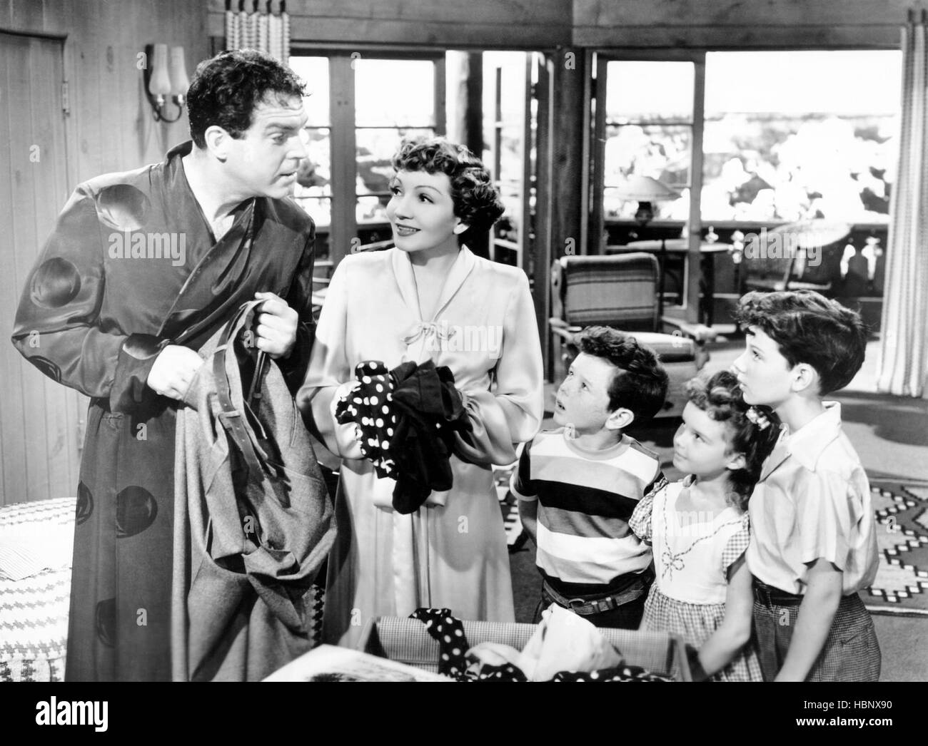 FAMILY HONEYMOON, from left: Fred MacMurray, Claudette Colbert, Jimmy ...