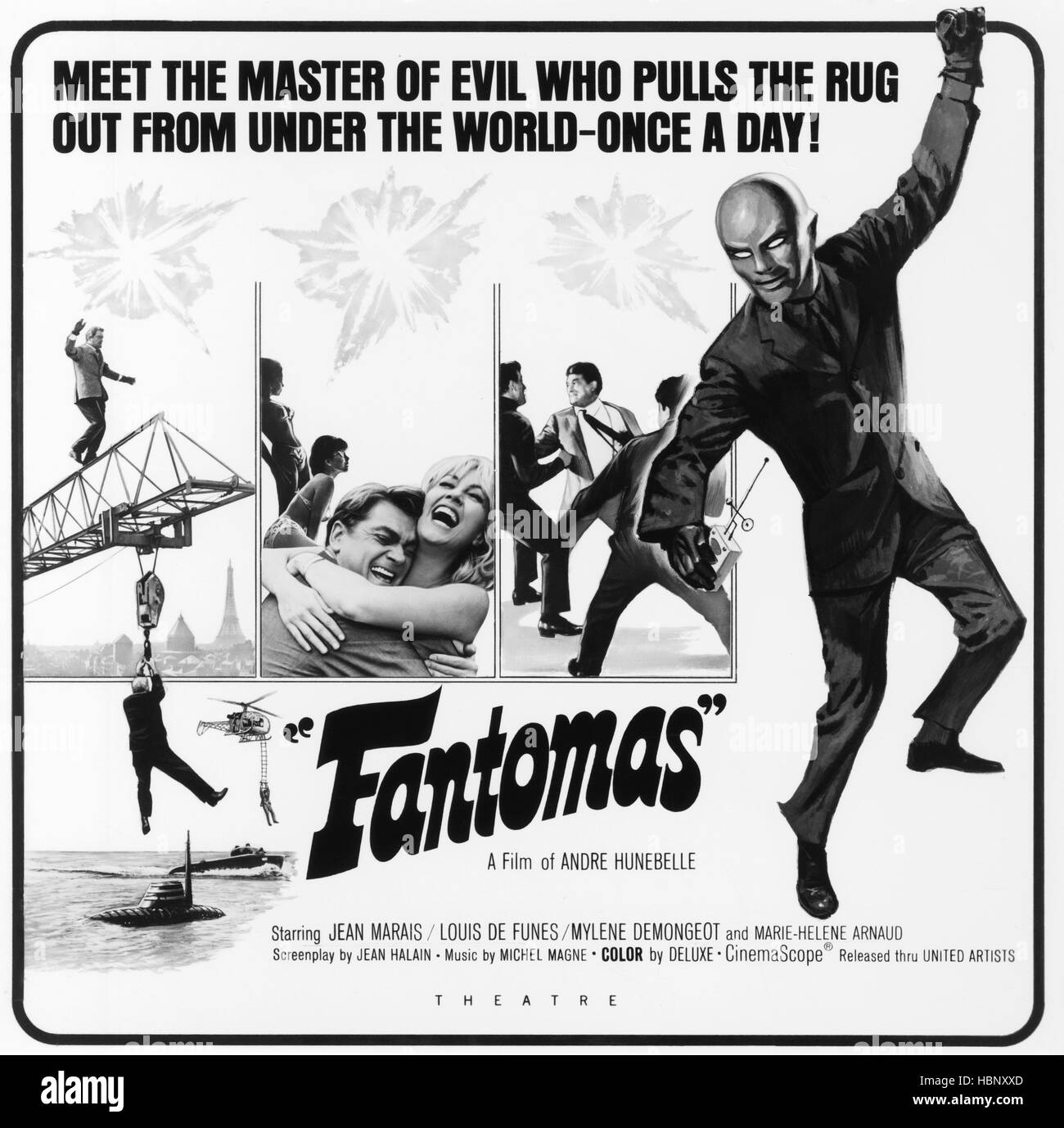 FANTOMAS, US poster, embracing from left: Jean Marais, Mylene Demongeot ...