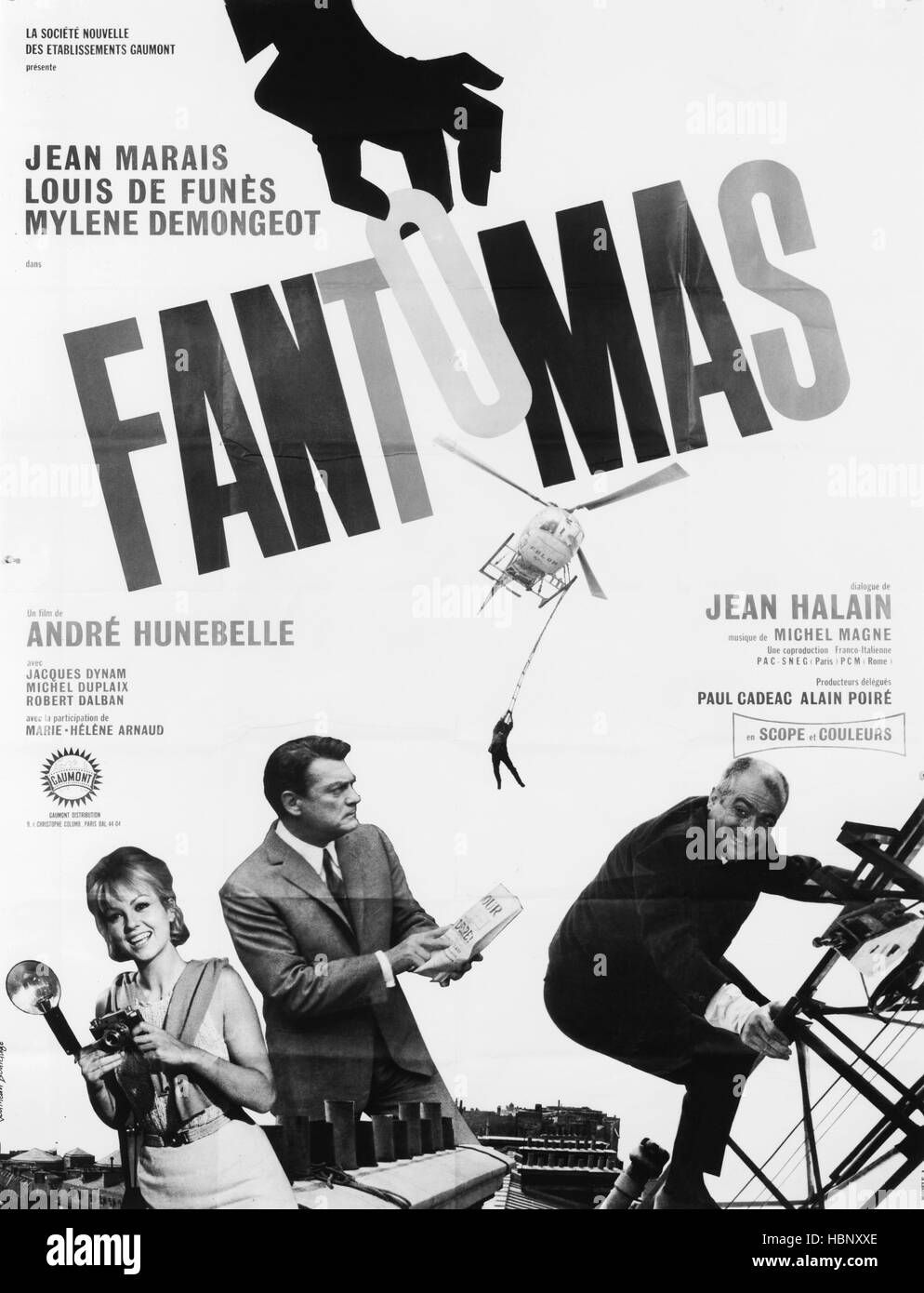FANTOMAS, US poster, from left: Mylene Demongeot, Jean Marais, Louis de ...