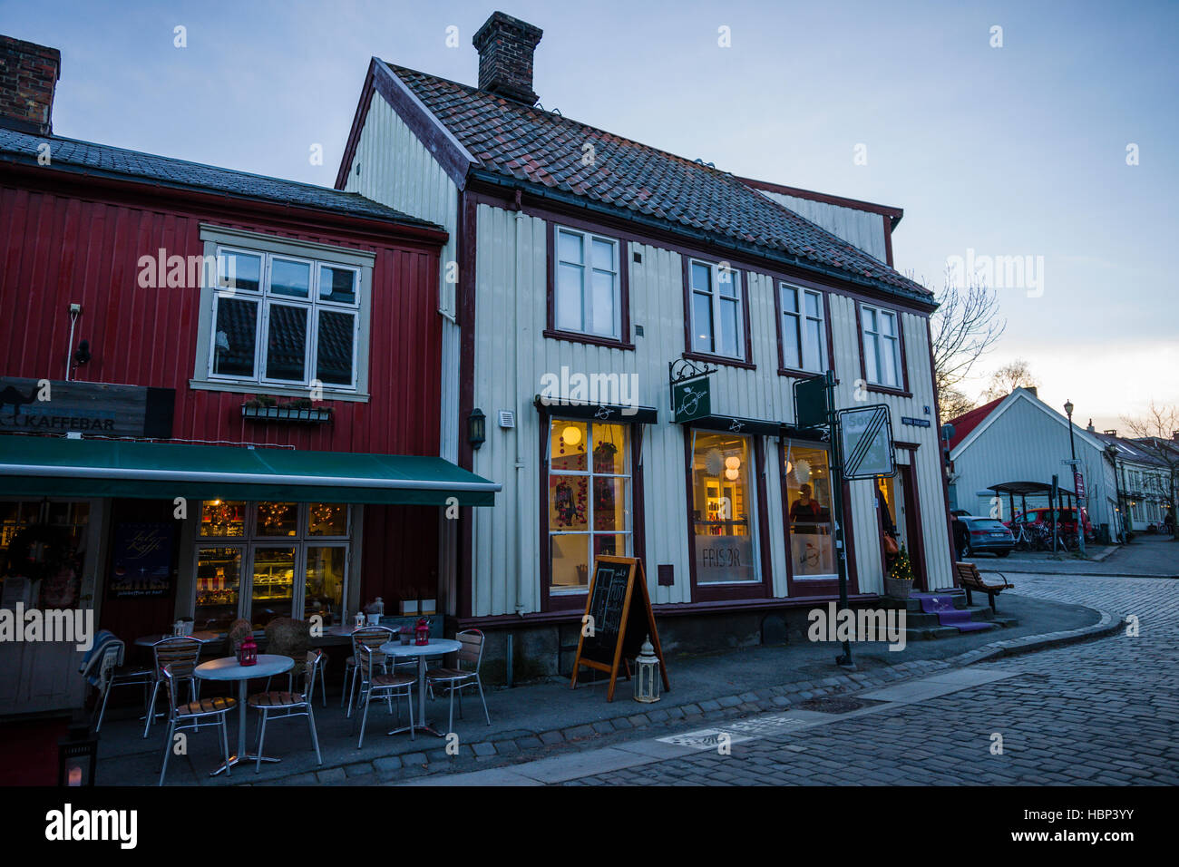 Historic timber buildings in Trondheim, Norway. Many of the buildings ...
