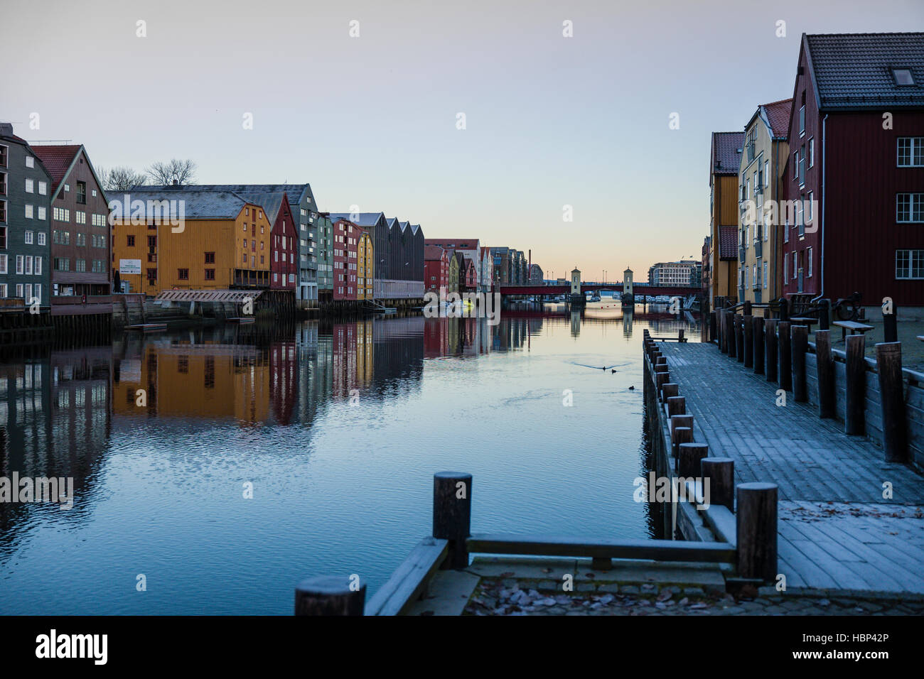 Historic timber buildings in Trondheim, Norway. Many of the buildings ...
