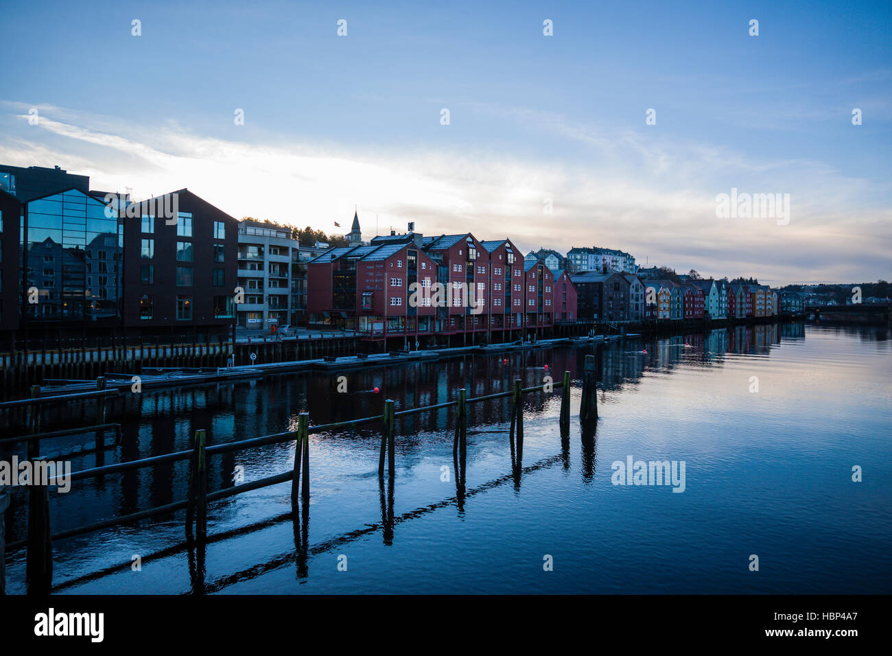Historic timber buildings in Trondheim, Norway. Many of the buildings ...