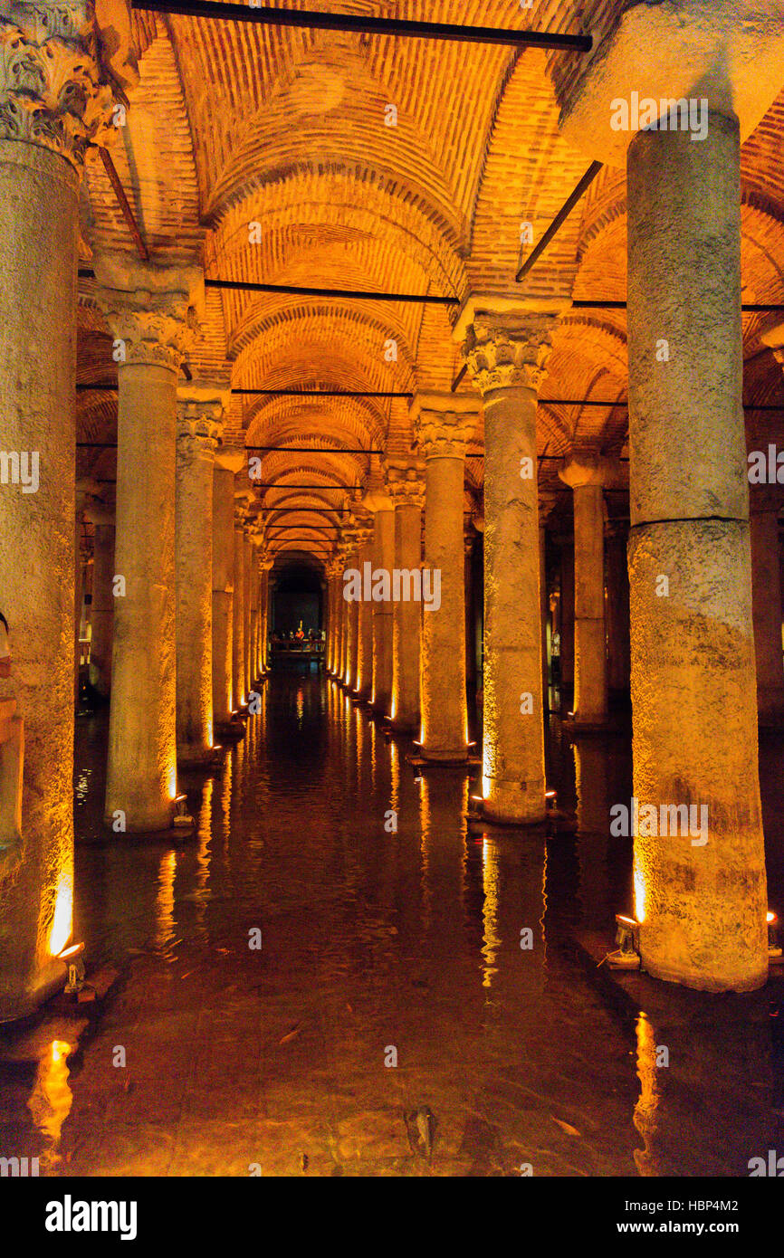 The Basilica Cistern is the largest of several hundred ancient cisterns ...