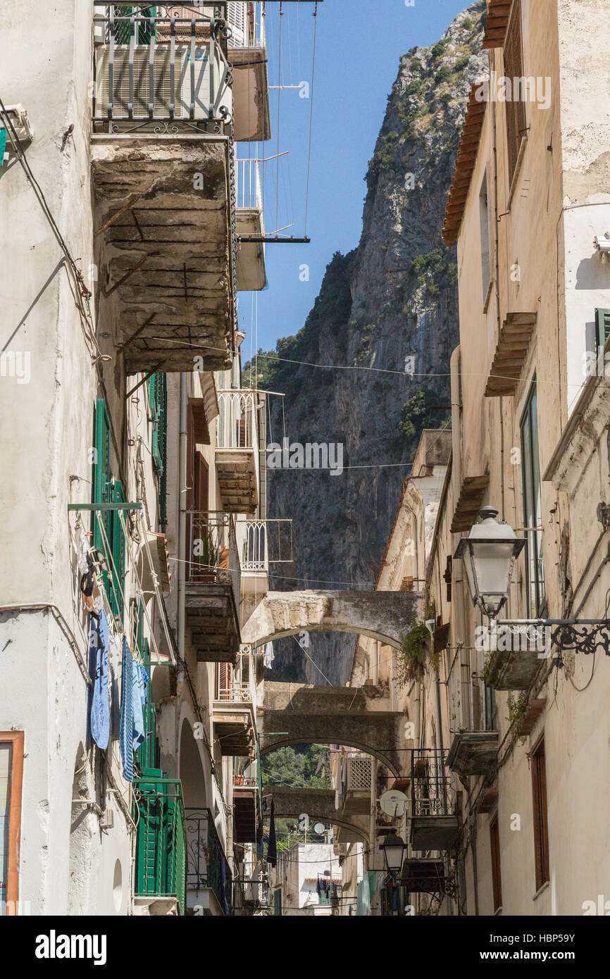 A typical Italian alley or side street. This one is in Positano on the ...