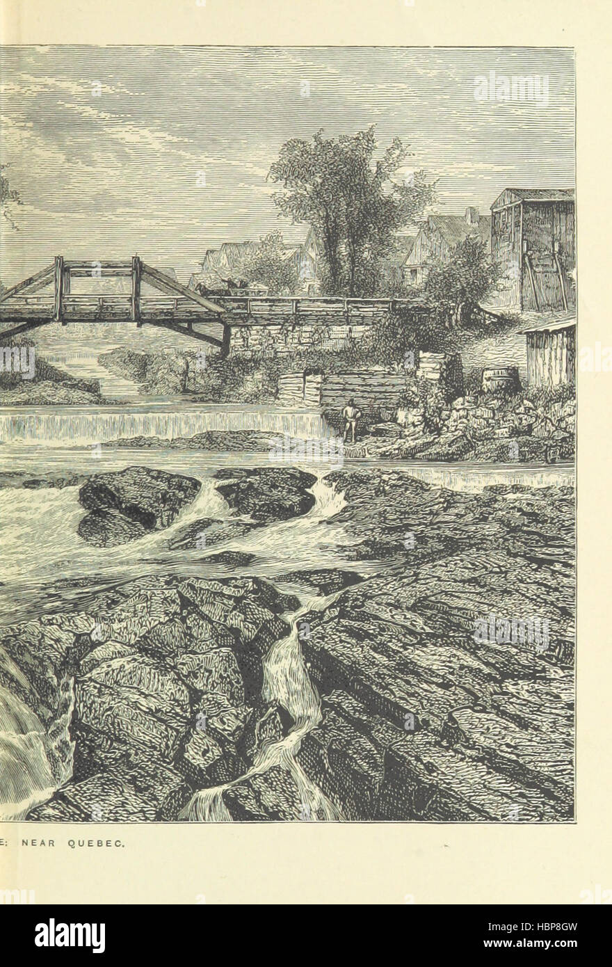 The illustration depicts natural features including waterfalls ...