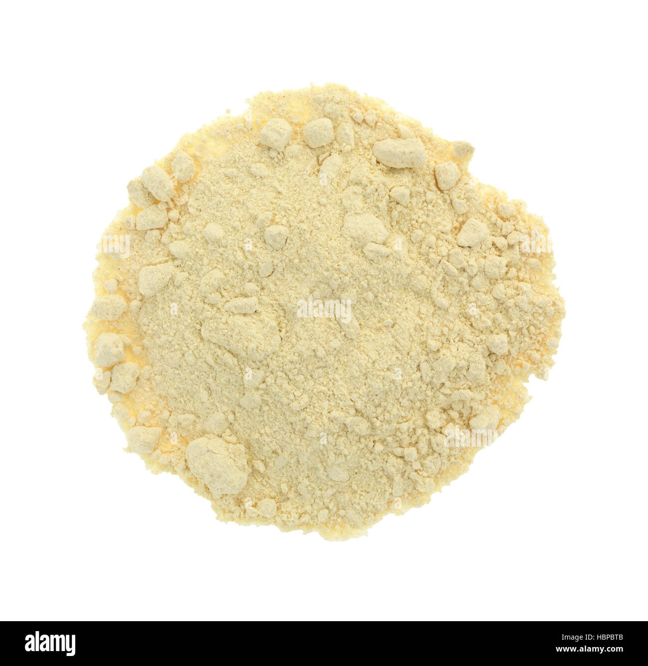 Top view of a portion of soy powder isolated on a white background ...